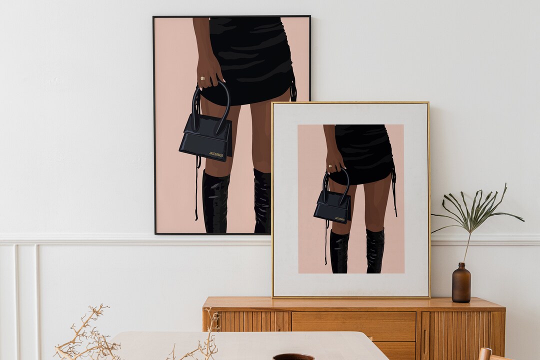 Black Outfit Fashion Poster Wall Art Print Gift Idea Illustration Home ...