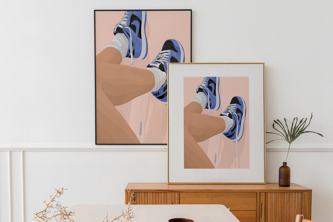 Blue & Black Sneakers Sneaker Art Shoe Poster Series Pink Poster Trendy ...