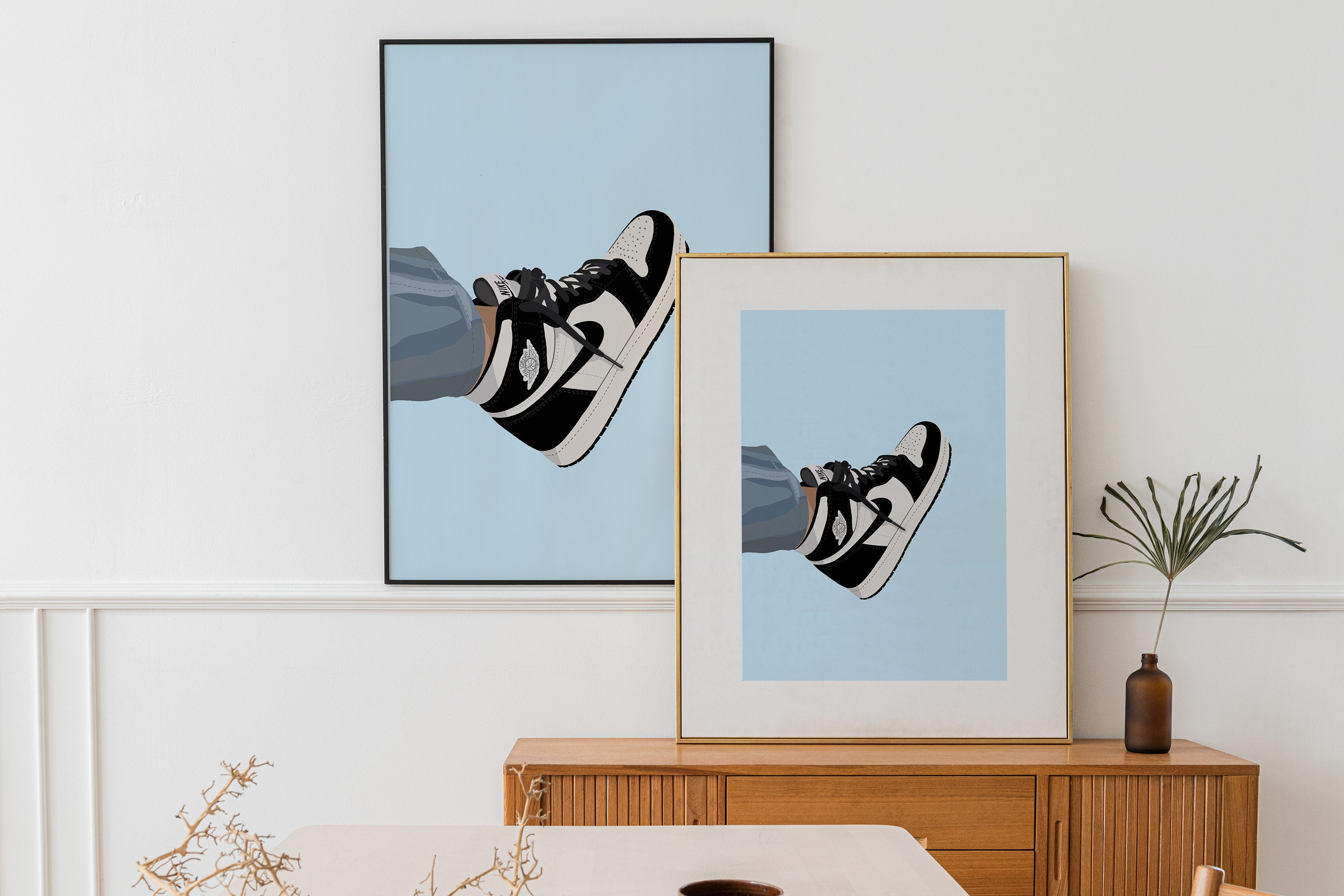 Black Nike Jordan 1 Print | Sneaker Art | Nike Jordan Poster | Shoe ...