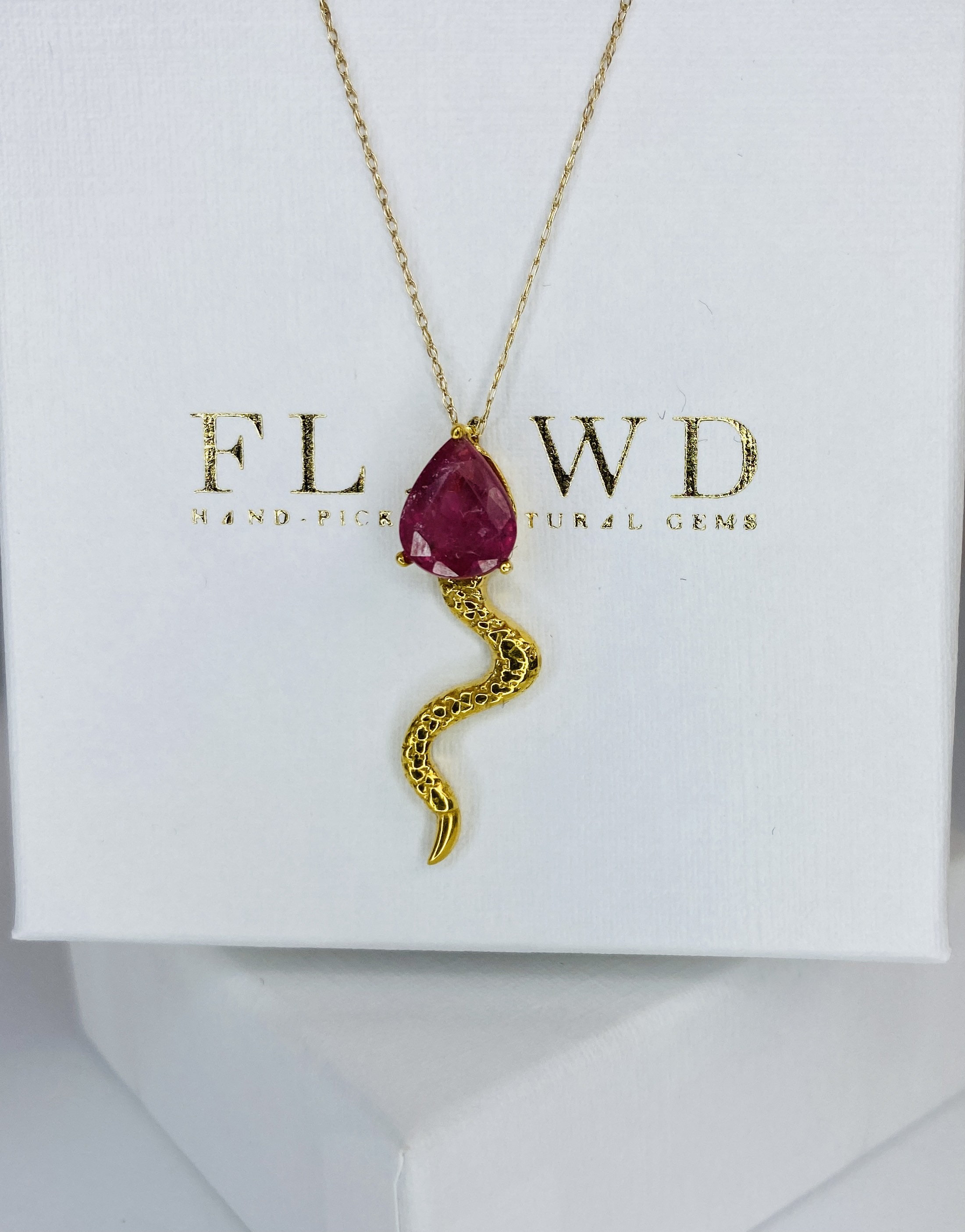 9ct gold 3ct natural ruby snake necklace 9ct gold/ snake | Etsy
