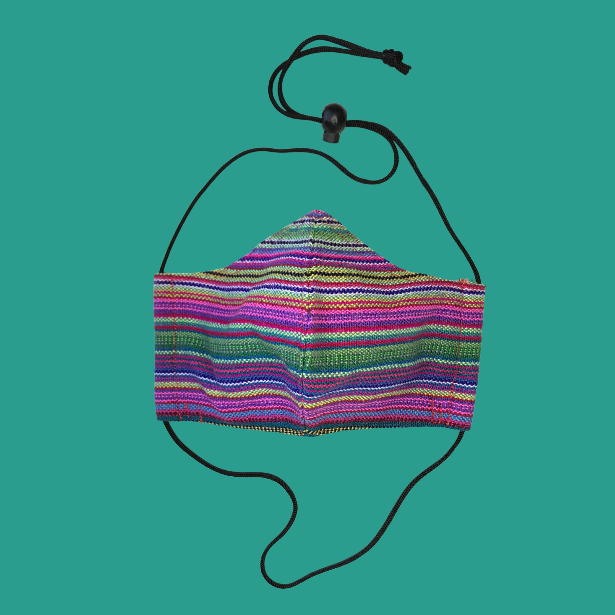 Rainbow, Hand-woven, Hmong Hill Tribe Artisan Face Mask With Neck-strap ...