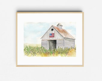 Patriotic Poster Old Barn - Etsy