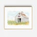 Rustic Barn and Field Watercolor Print, Landscape Printable Wall Art ...