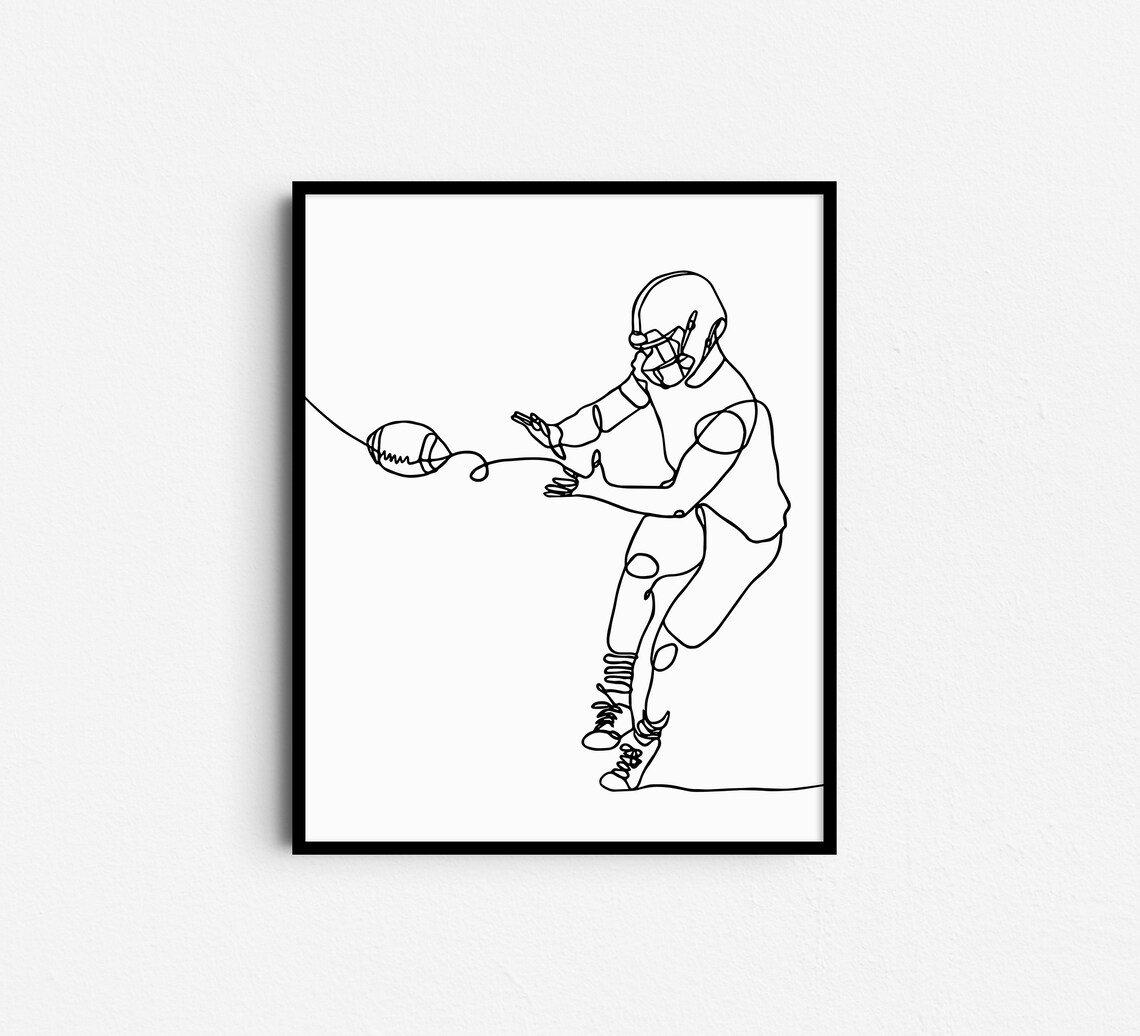 Minimalist Football Line Art Football Catch Continuous Line - Etsy