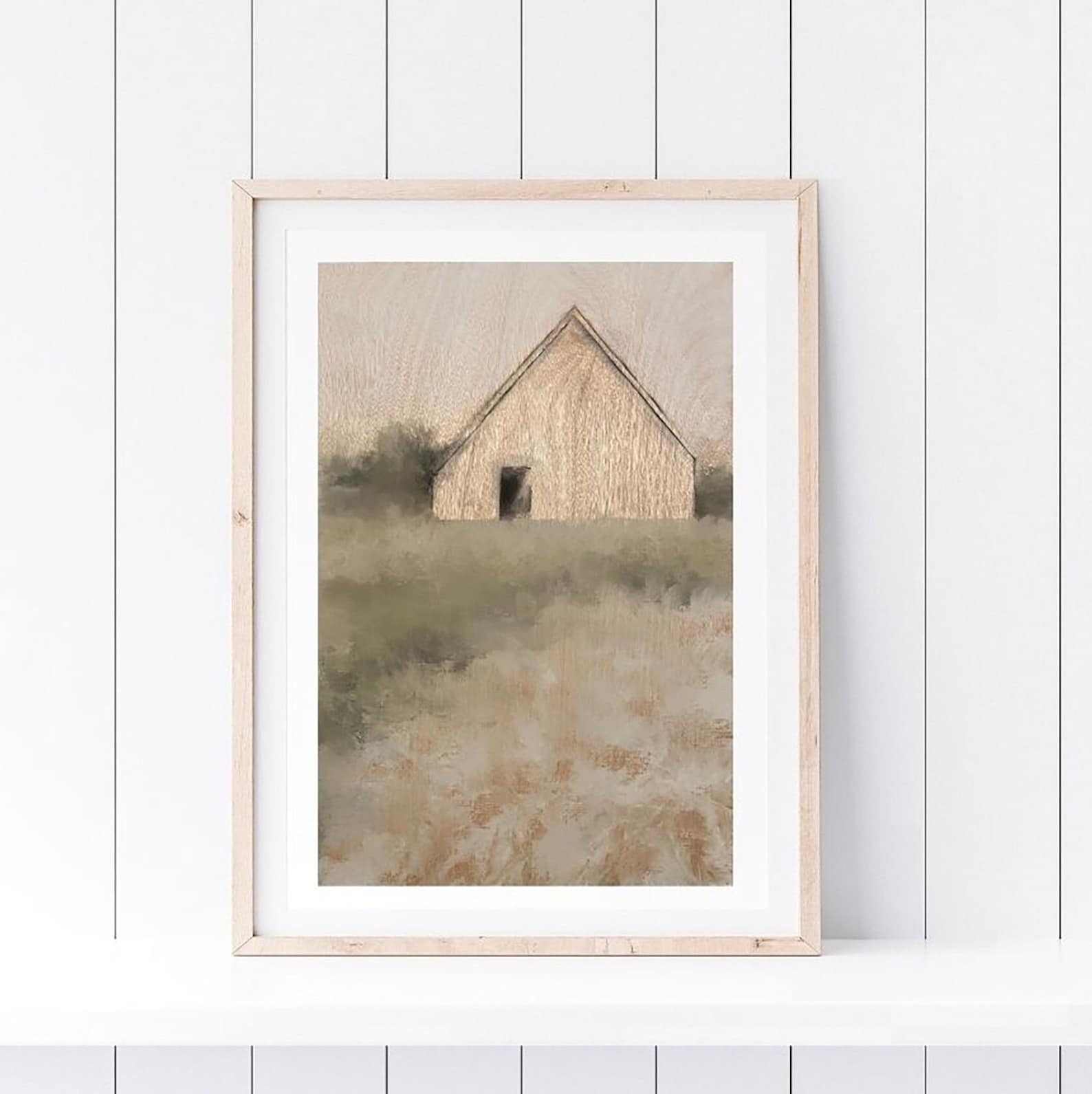 Rustic Barn and Field Watercolor Print, Landscape Printable Wall Art ...
