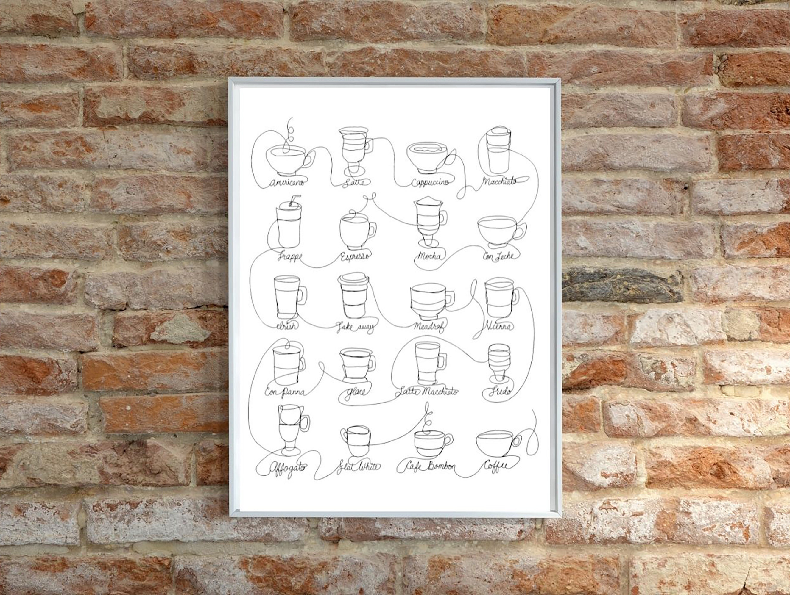 Coffee Guide Continuous Line Art, Kitchen Poster, One Line Printable ...