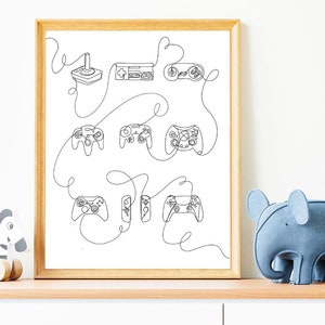Video Game Controller Line Art, One Line Gamers Drawing, Gaming Room ...