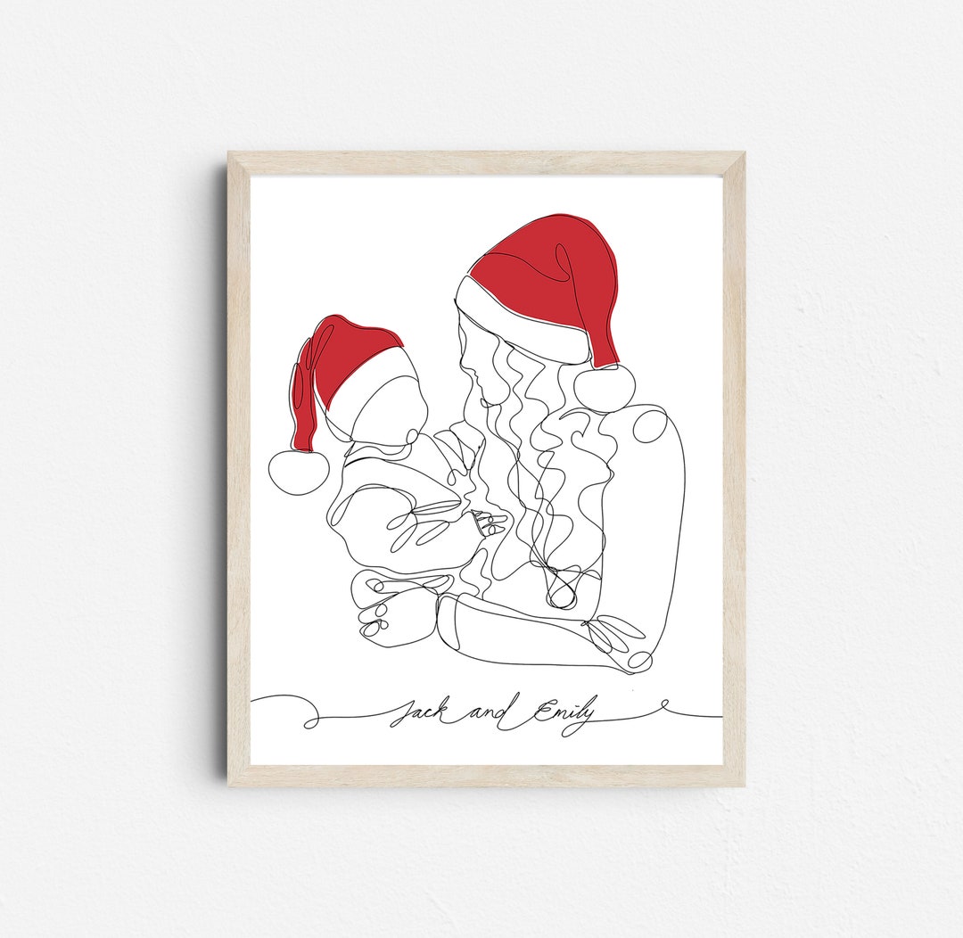 Download Available: Custom Christmas Family Line Drawing, One Line ...