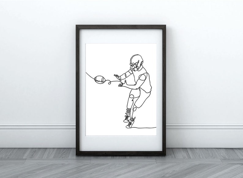 Minimalist Football Line Art Football Catch Continuous Line - Etsy