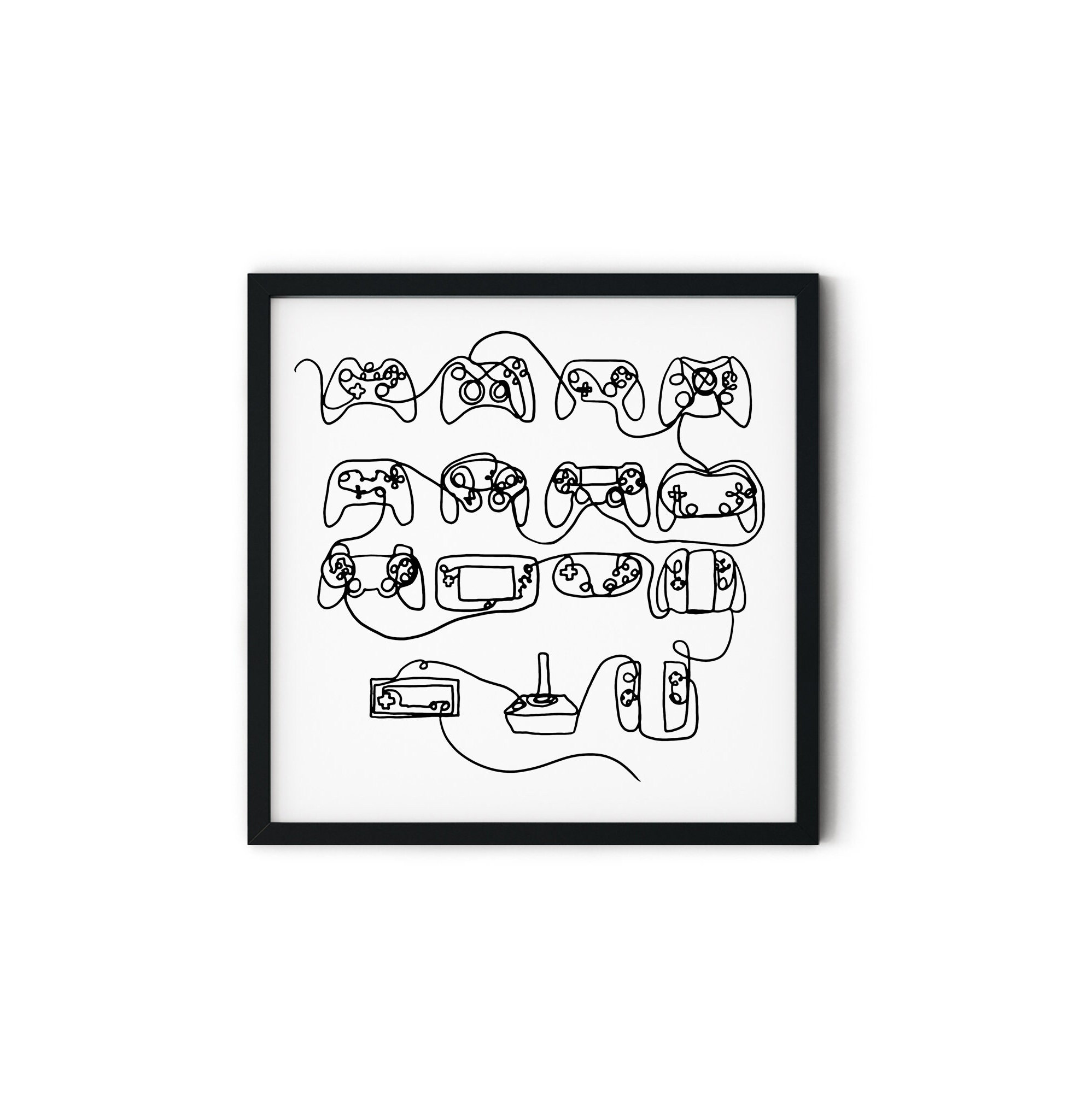 Printable Video Game Controller Line Drawing, Minimalist Gamer Art ...
