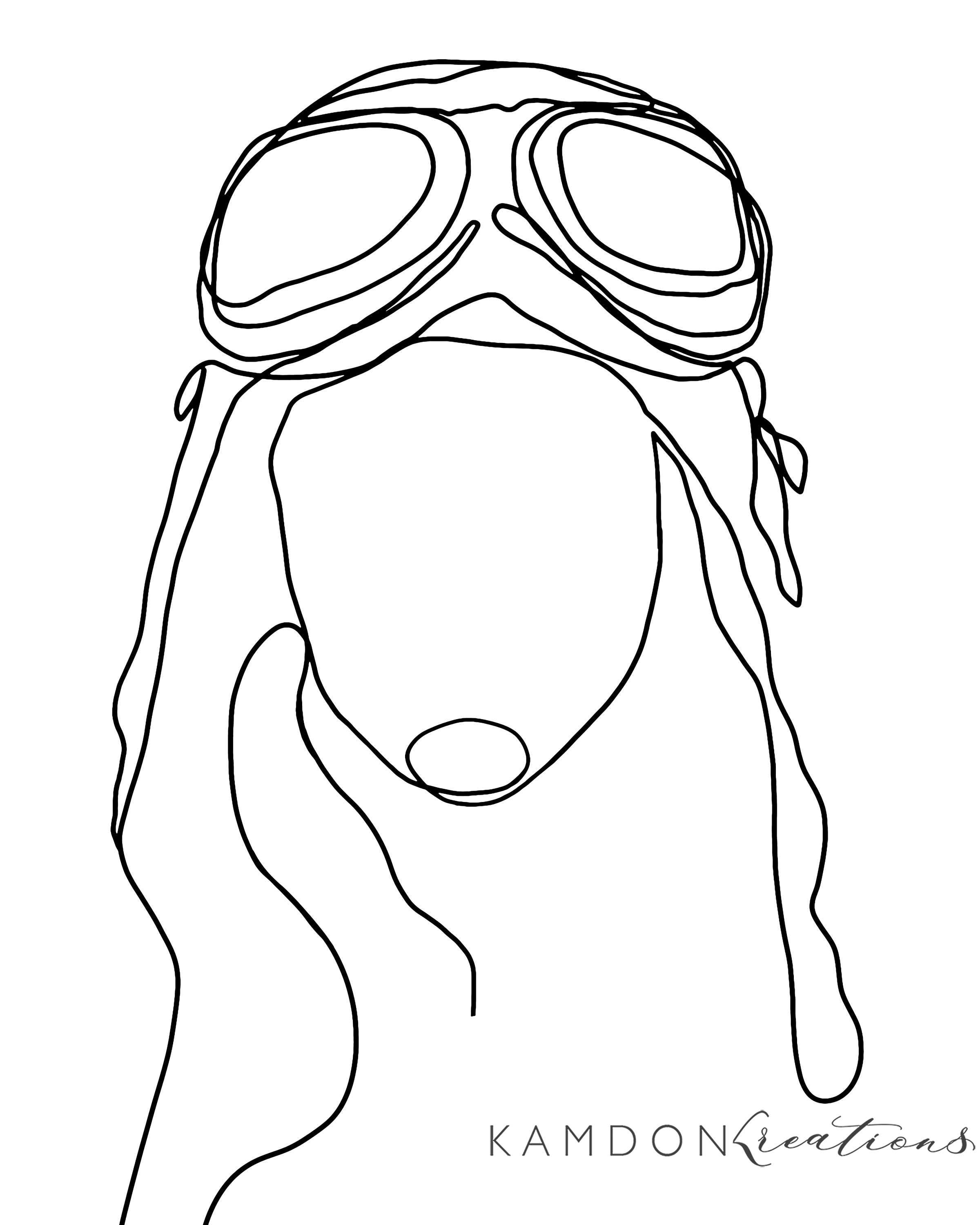 Amelia Earhart Line Drawing Art, Minimalist Nursery Artwork, Empowered ...