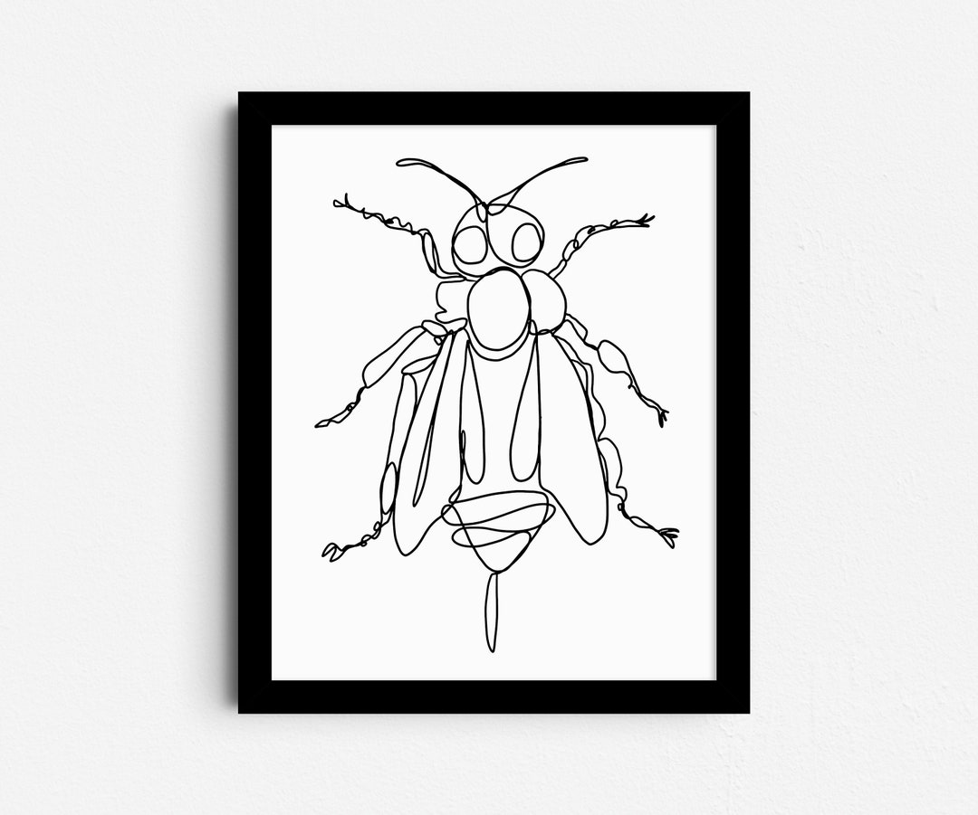 Minimalist Bee Line Art, One Line Nature Downloadable Drawing, Gift for ...