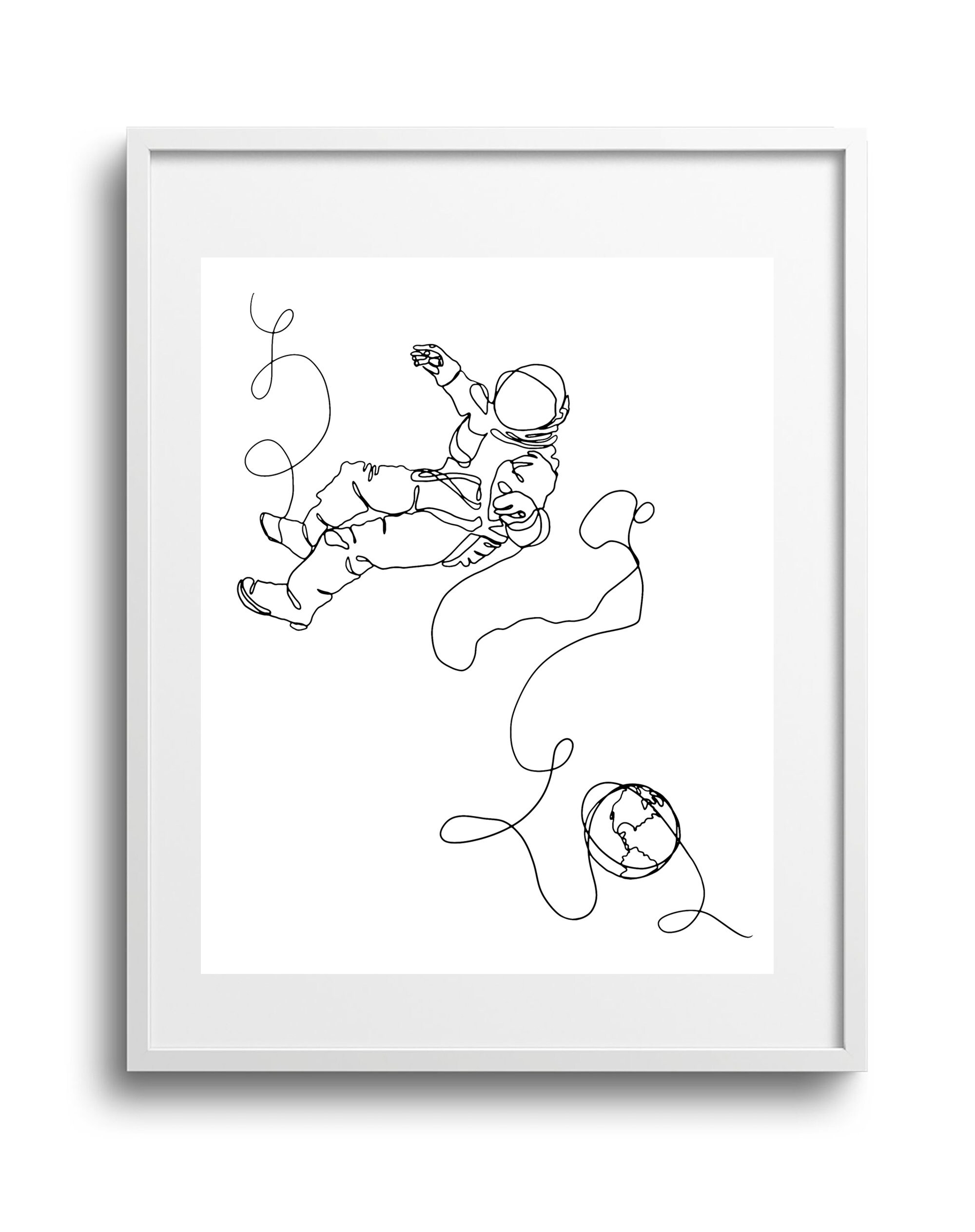 Minimalist Astronaut Line Drawing Print, Spaceman Artwork, Single Line ...