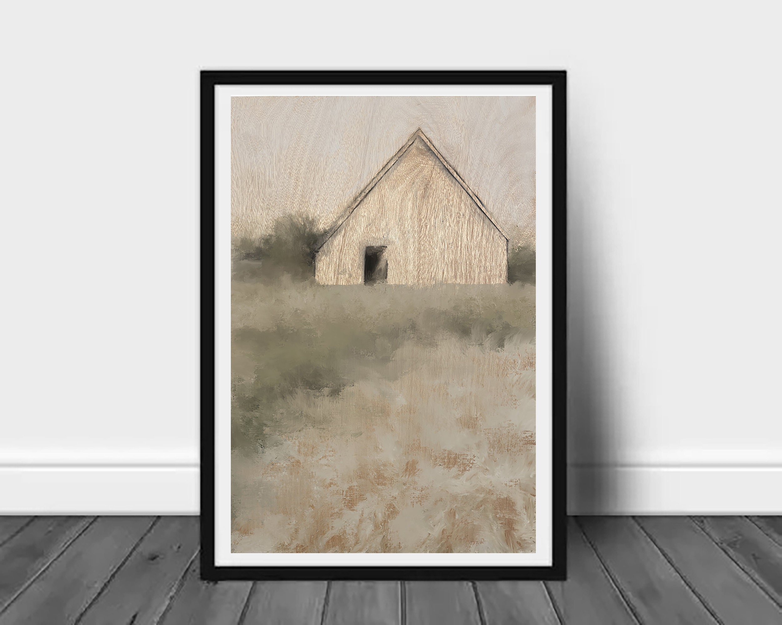 Rustic Barn and Field Watercolor Print, Landscape Printable Wall Art ...