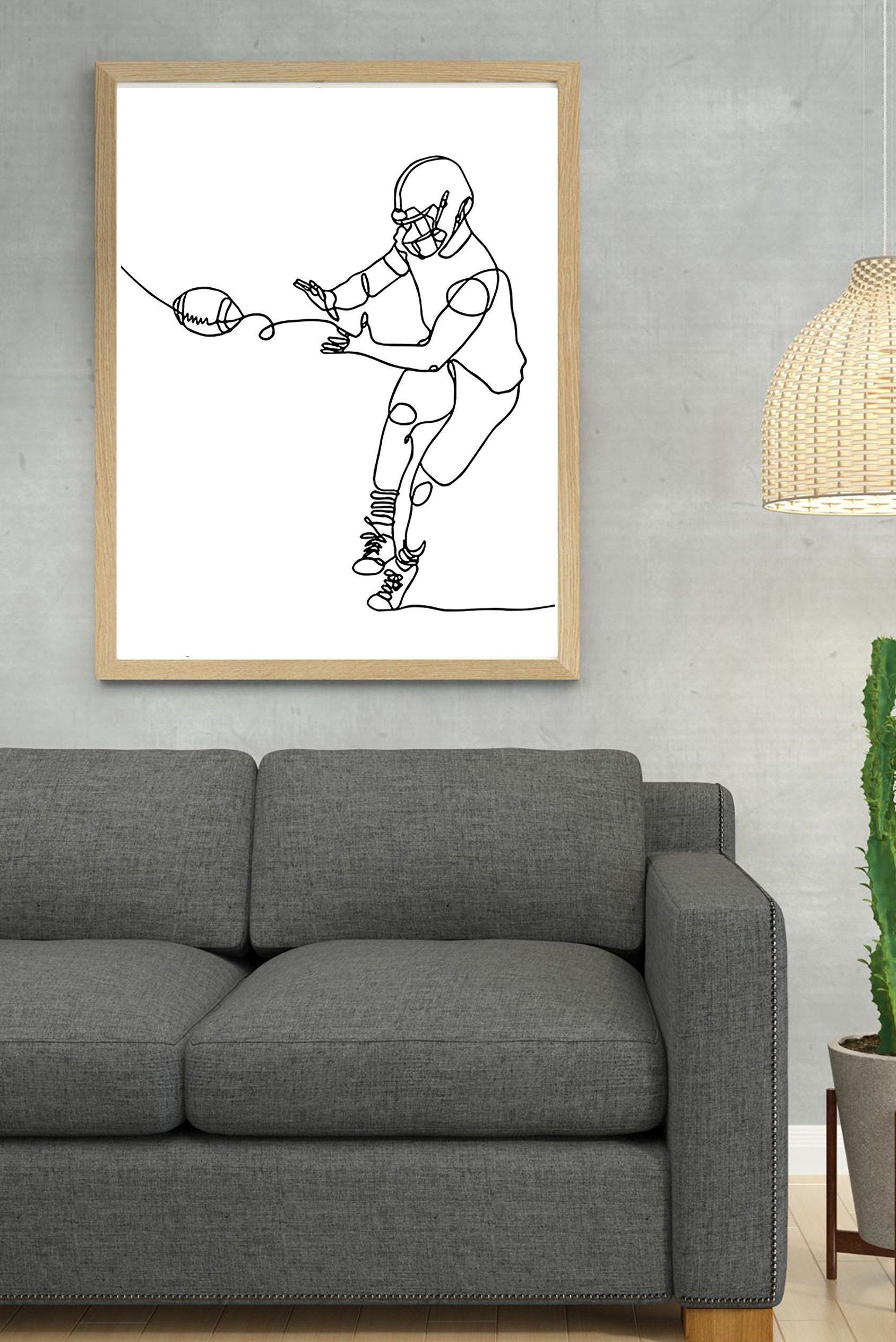 Minimalist Football Line Art Football Catch Continuous Line - Etsy