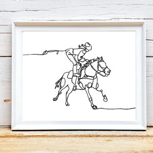 Minimalist Cowgirl Western Line Art, Digital Download, Horse Rider ...