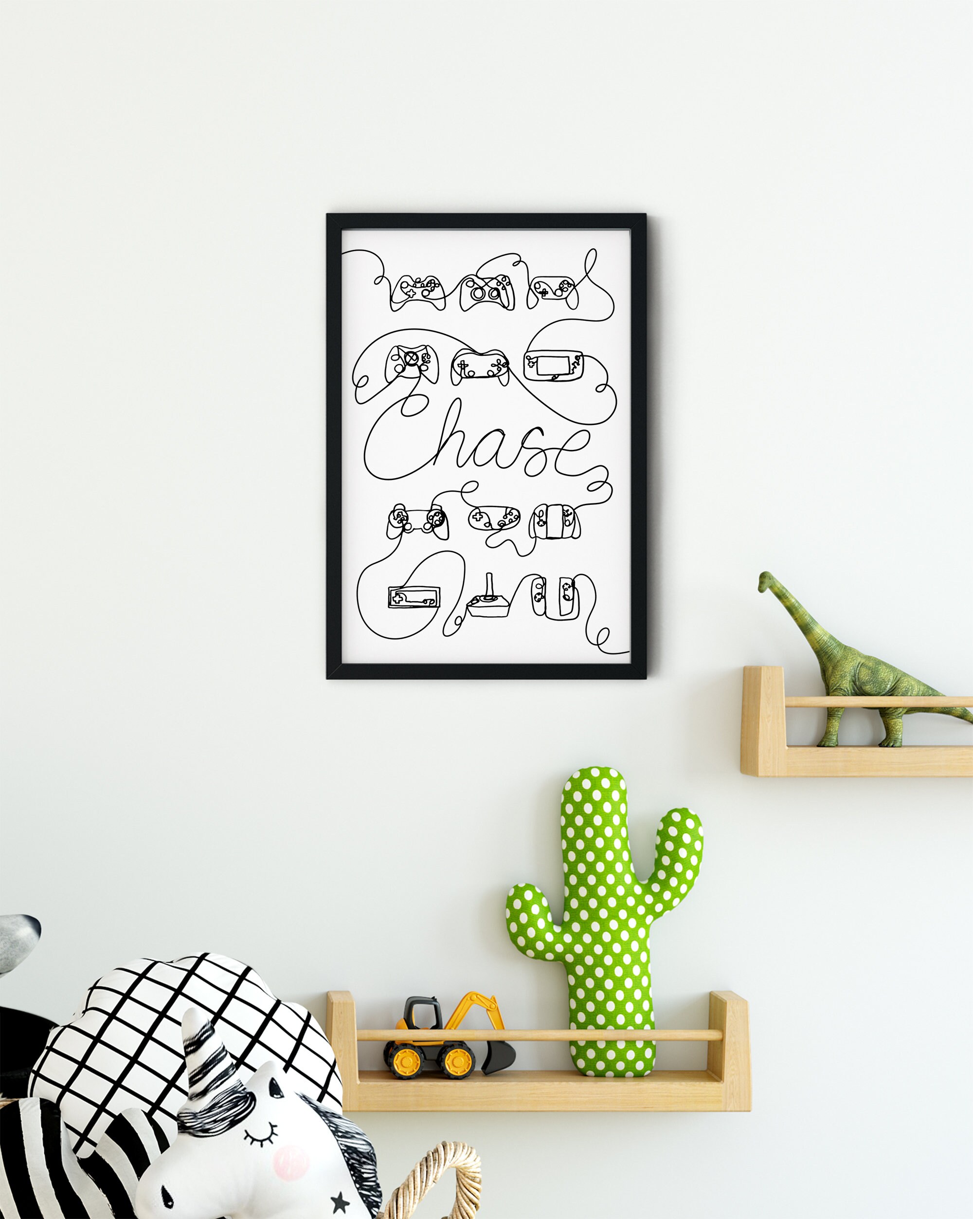 Personalized Video Game Art Print, One Line Gamer Poster With Name ...