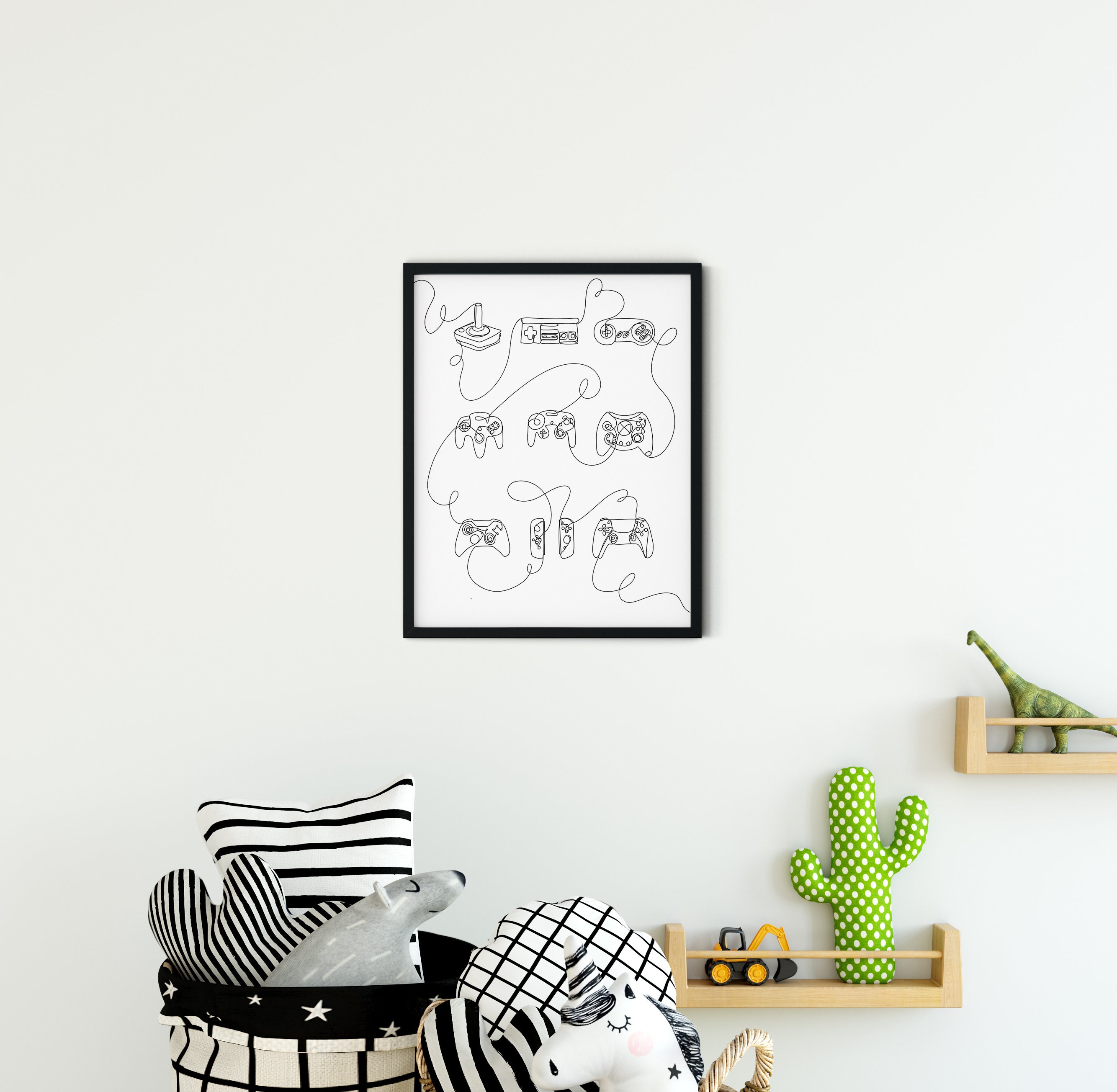Video Game Controller Line Art, One Line Gamers Drawing, Gaming Room ...
