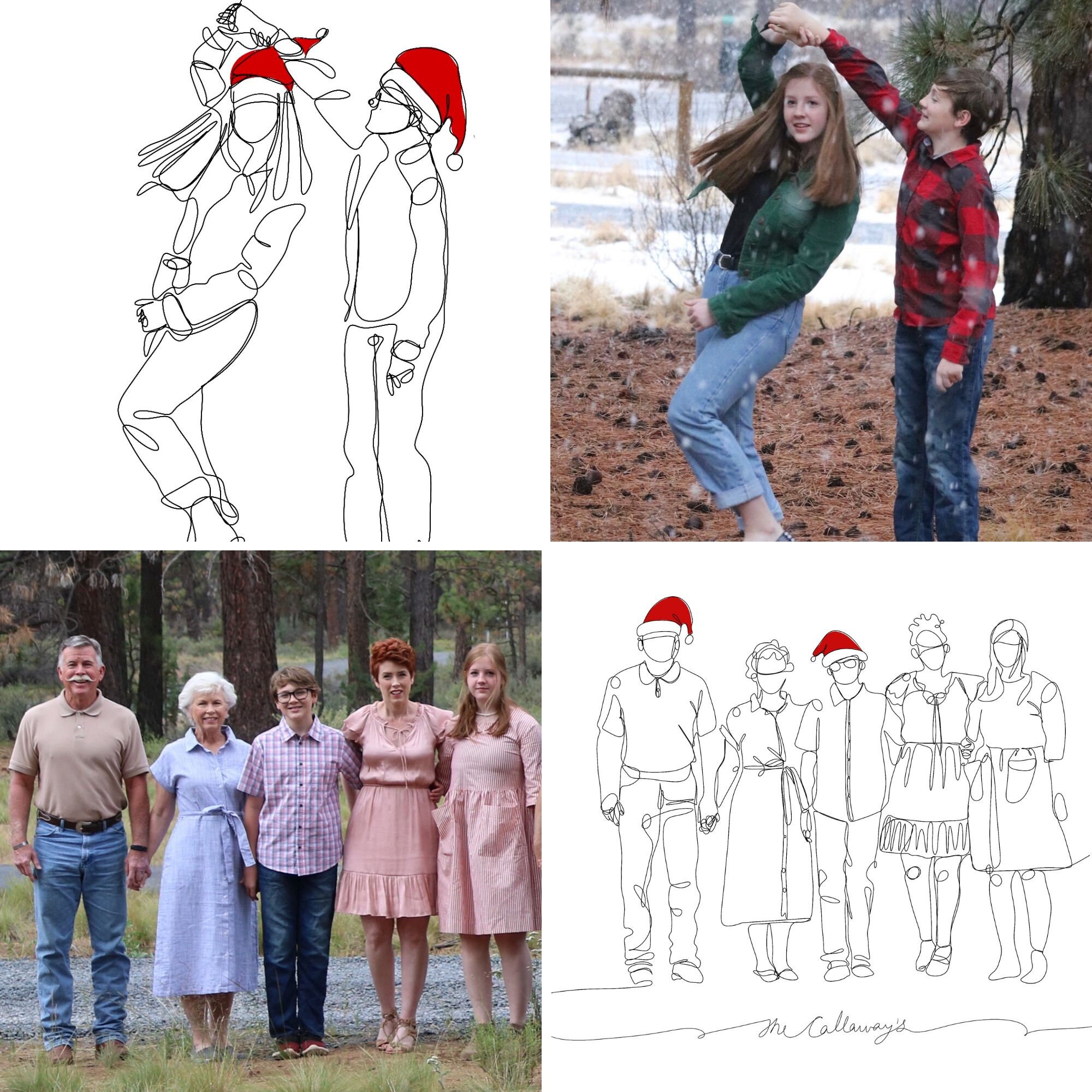 Download Available: Custom Christmas Family Line Drawing, One Line ...