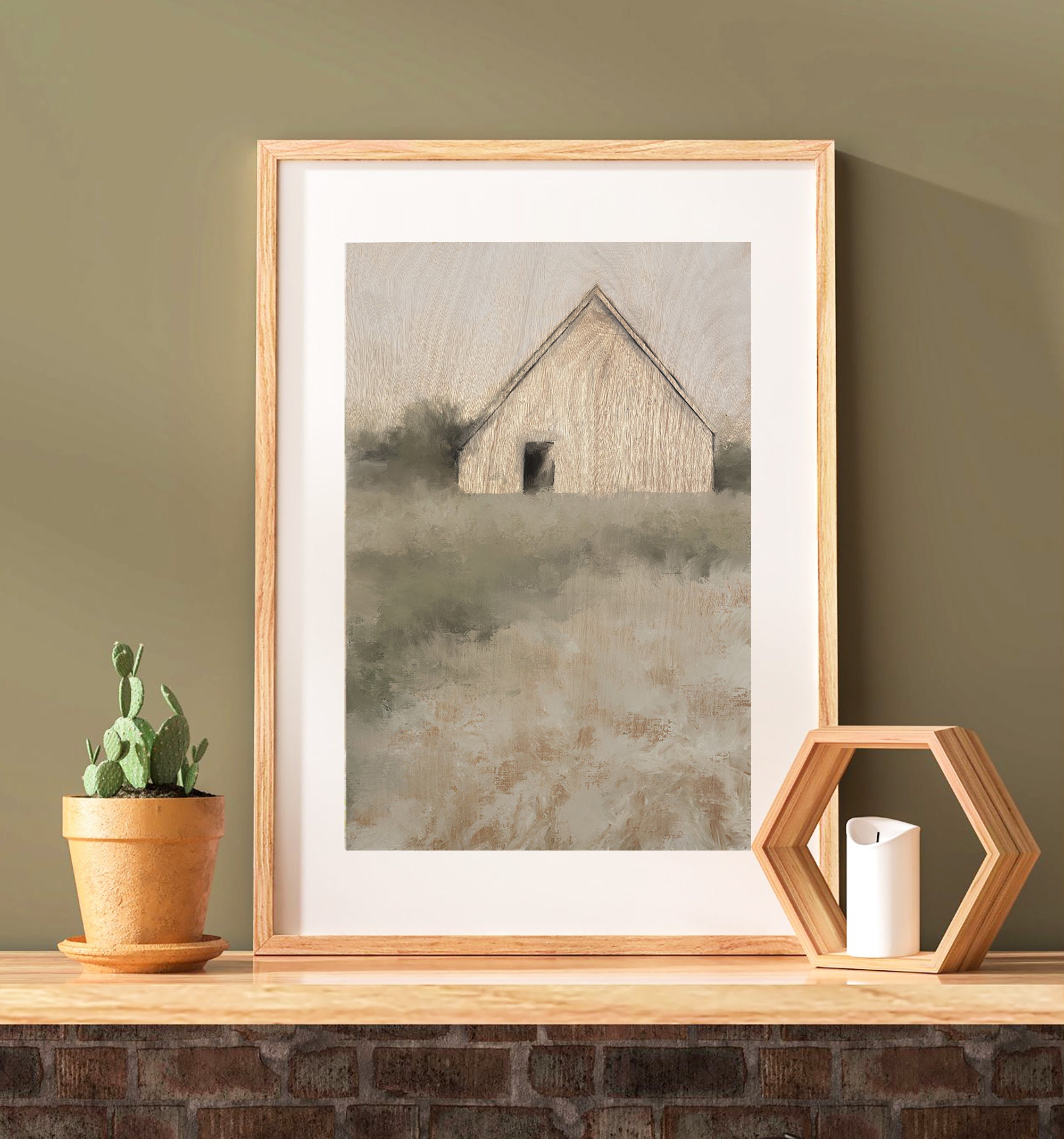 Rustic Barn and Field Watercolor Print, Landscape Printable Wall Art ...