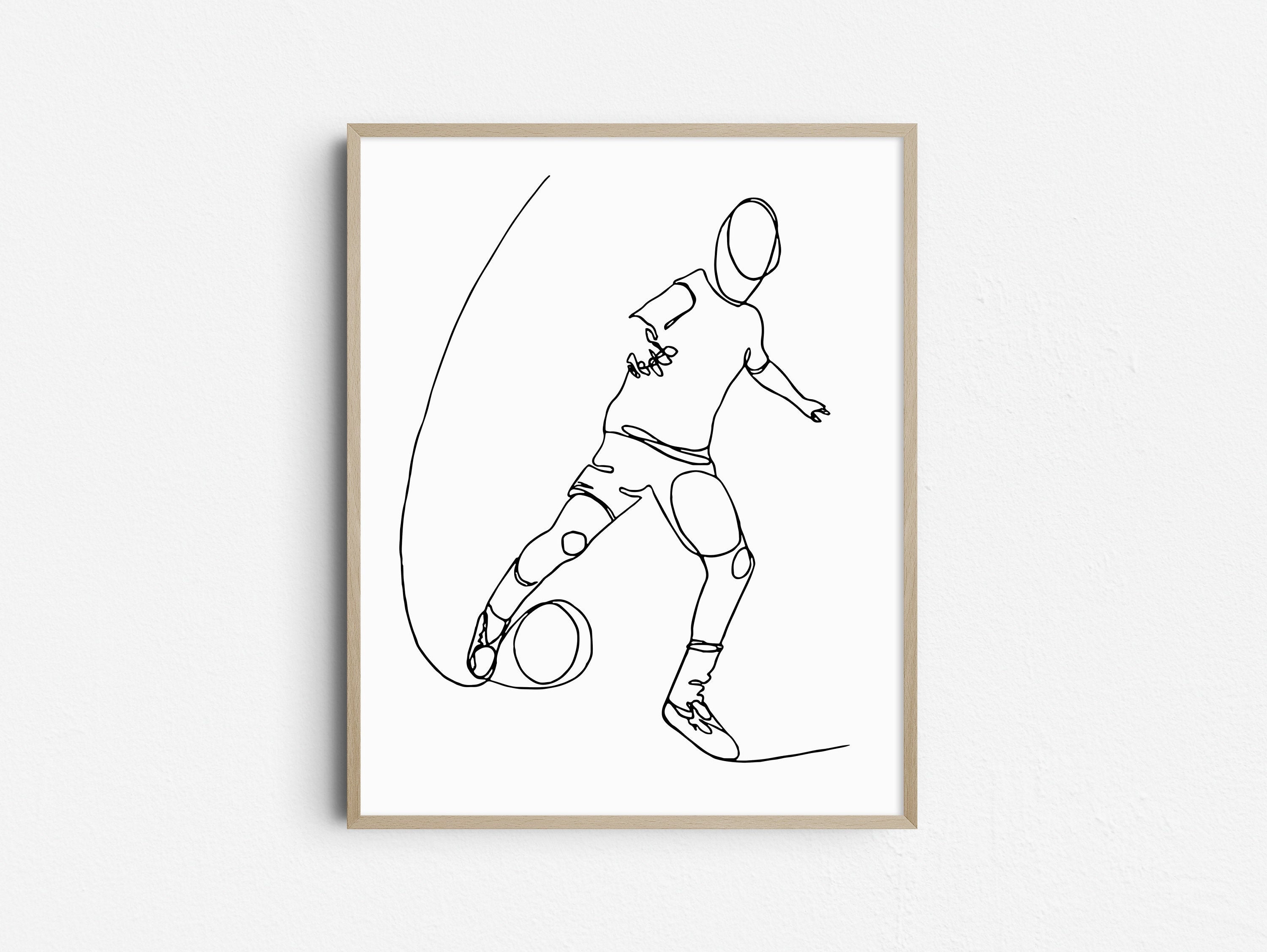 Soccer Line Art, Boys Room Football Wall Decor, Minimalist Soccer Sport ...