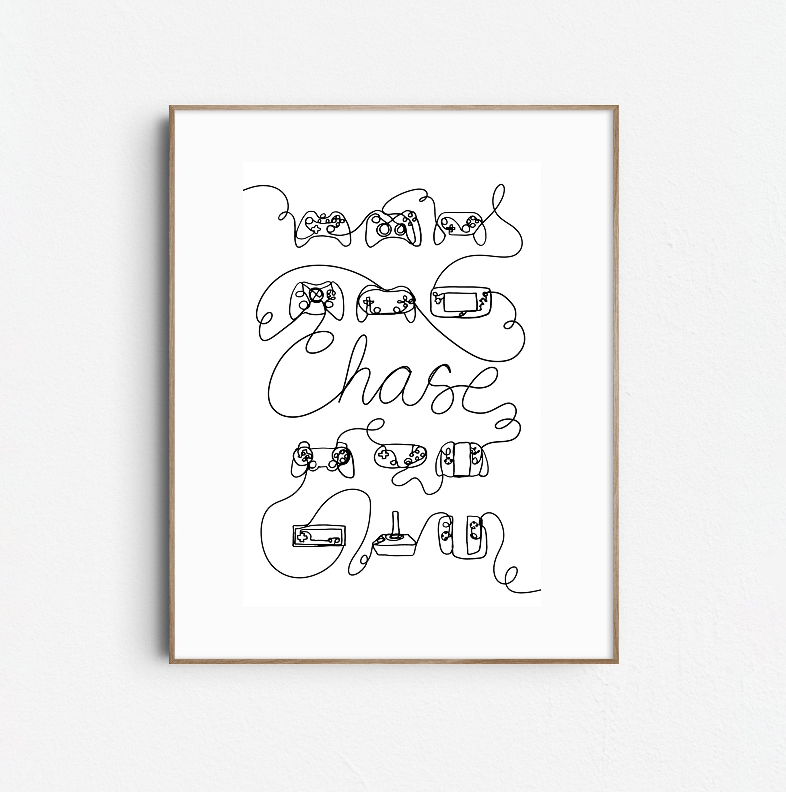 Personalized Video Game Art Print, One Line Gamer Poster With Name ...