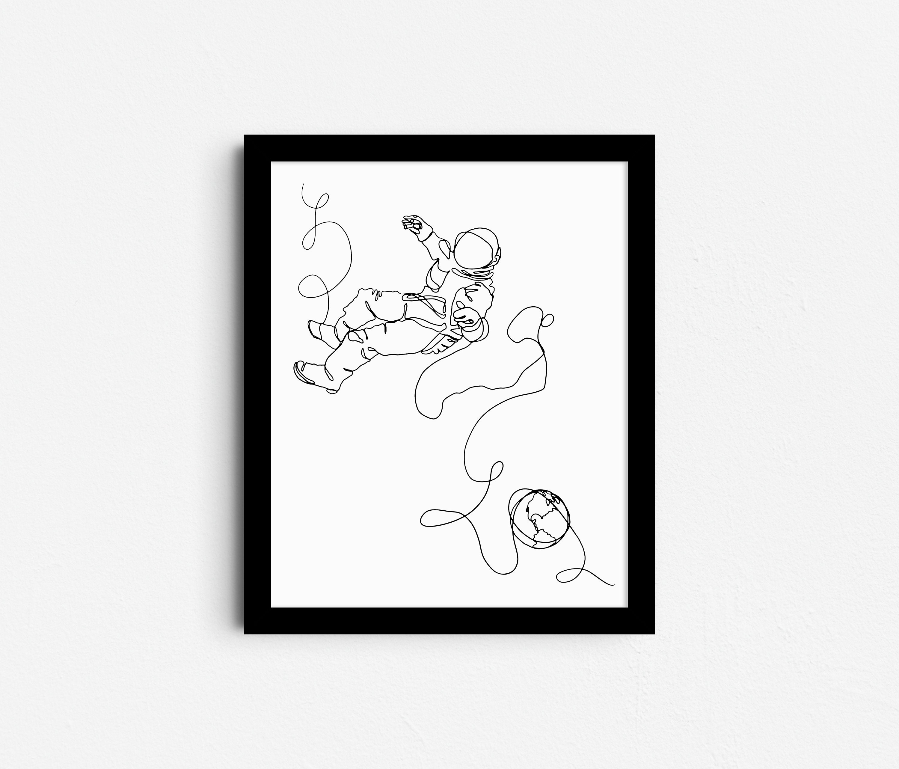Minimalist Astronaut Line Drawing Print, Spaceman Artwork, Single Line ...