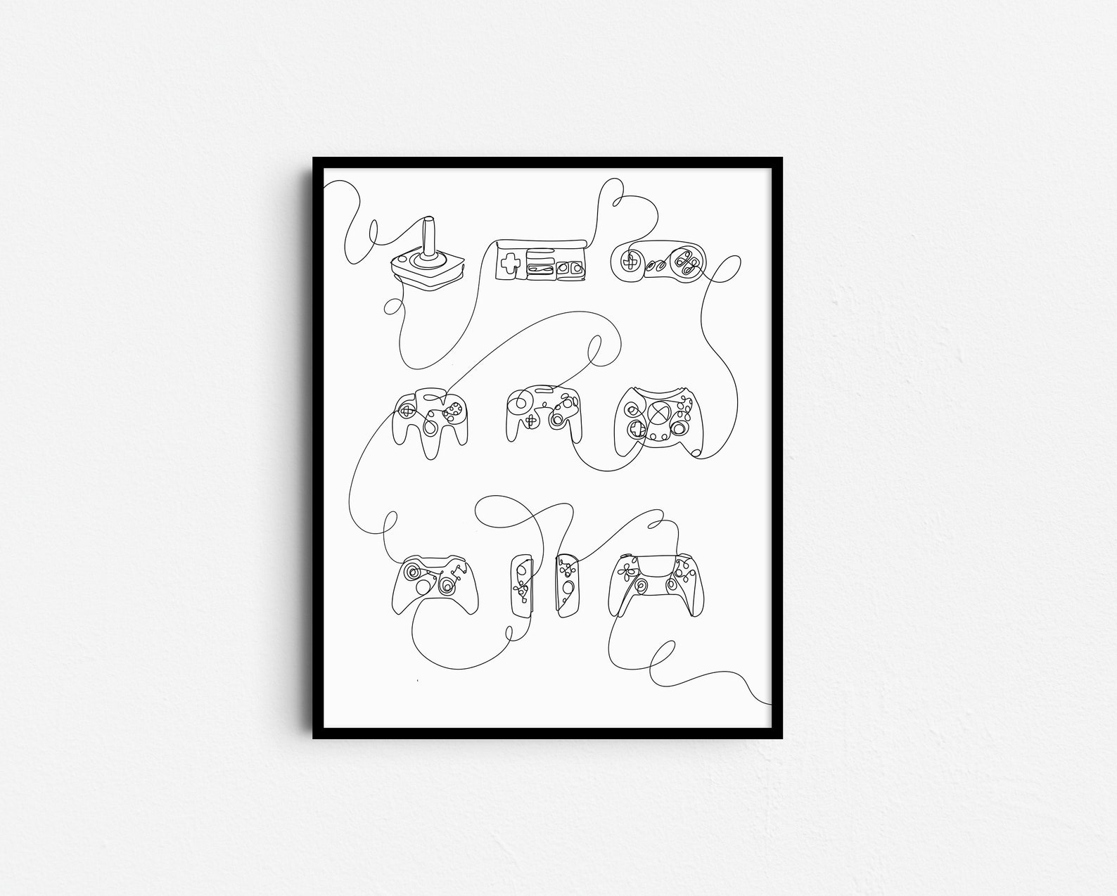 Video Game Controller Line Art, One Line Gamers Drawing, Gaming Room ...