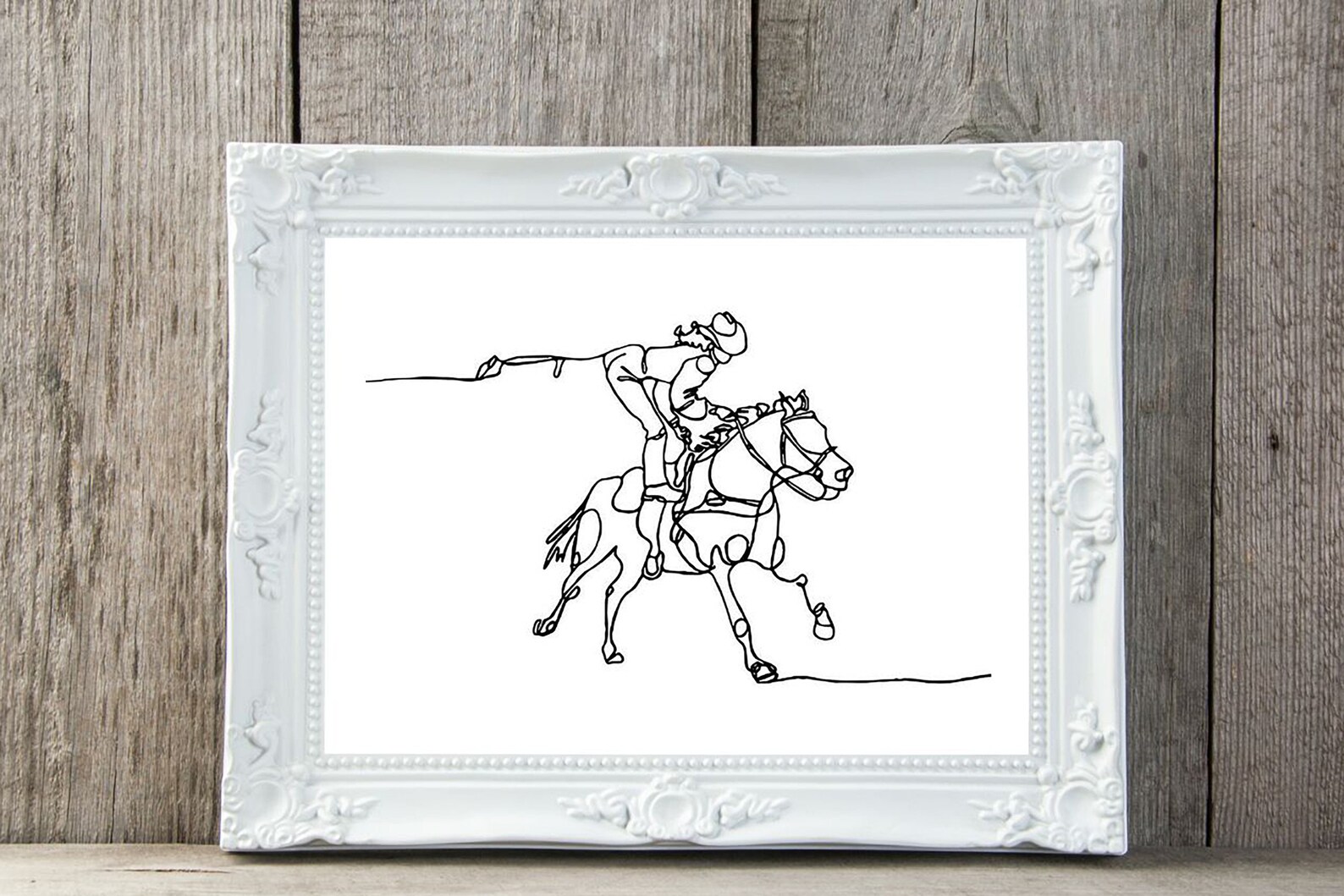 Minimalist Cowgirl Western Line Art, Digital Download, Horse Rider ...