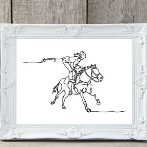 Minimalist Cowgirl Western Line Art, Digital Download, Horse Rider ...