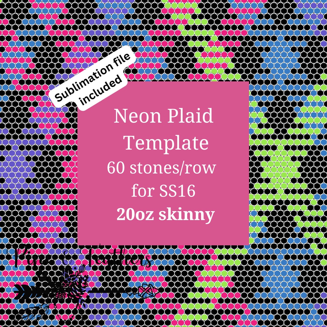 Neon Plaid Rhinestone Template SS16 Including 20oz Sublimation File - Etsy