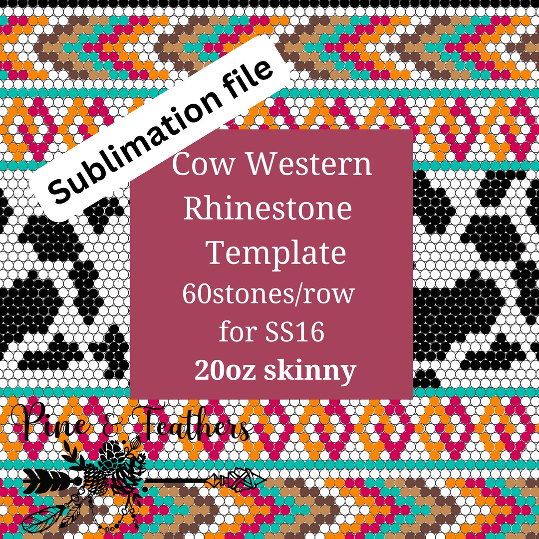 Cow Western Rhinestone Sublimation Template 60 Stones per Row SS16 - Etsy