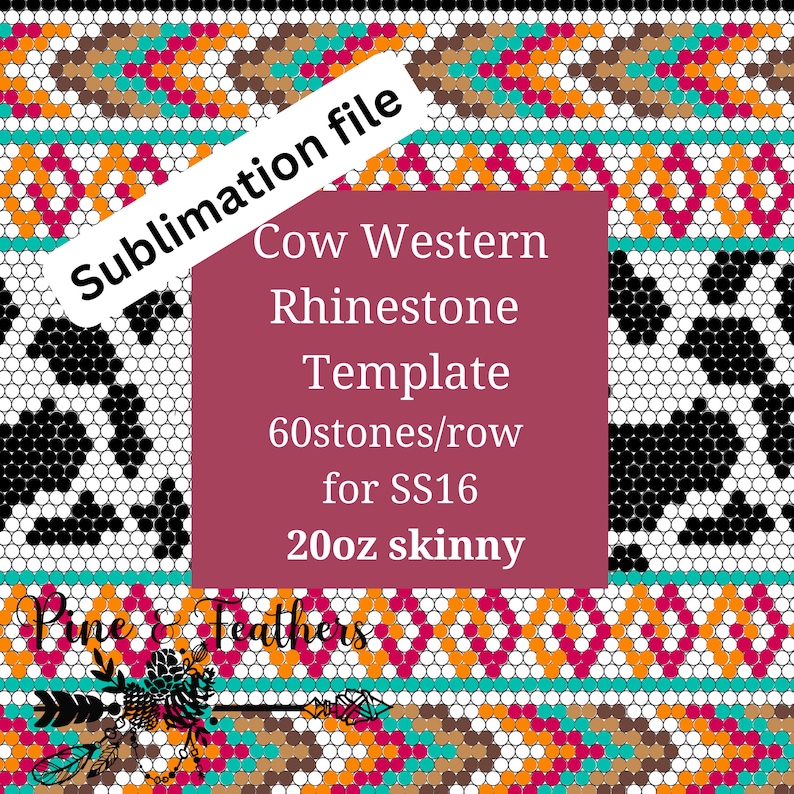 Cow Western Rhinestone Sublimation Template 60 Stones per Row SS16 - Etsy