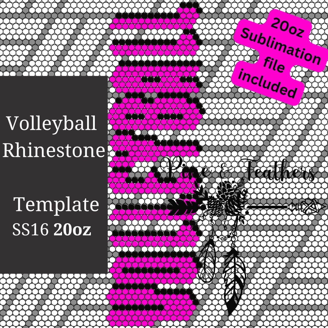 Volleyball Rhinestone Template SS16 Including 20oz Sublimation File - Etsy