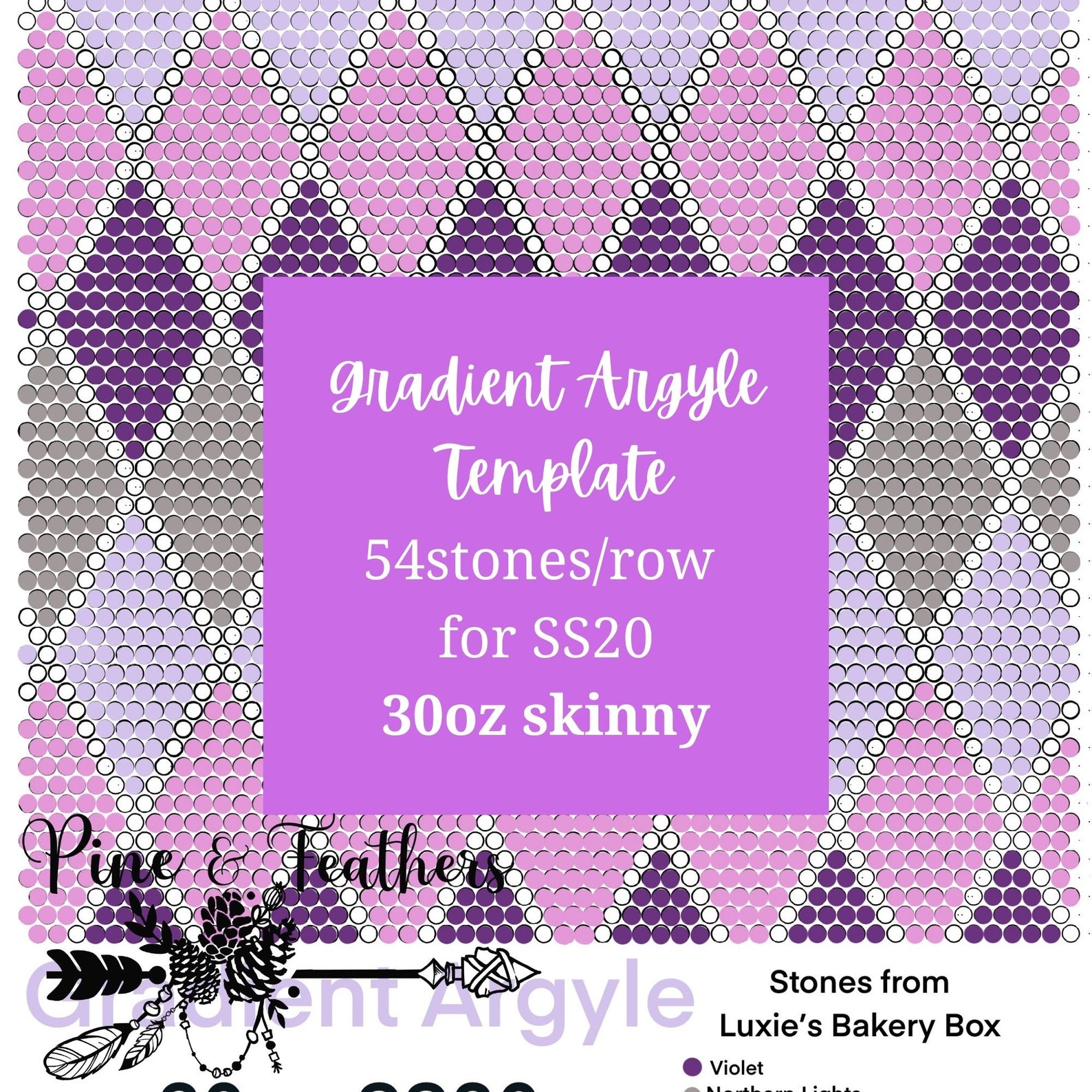 Gradient Argyle Rhinestone Template 54 Stones per Row SS20 for - Etsy