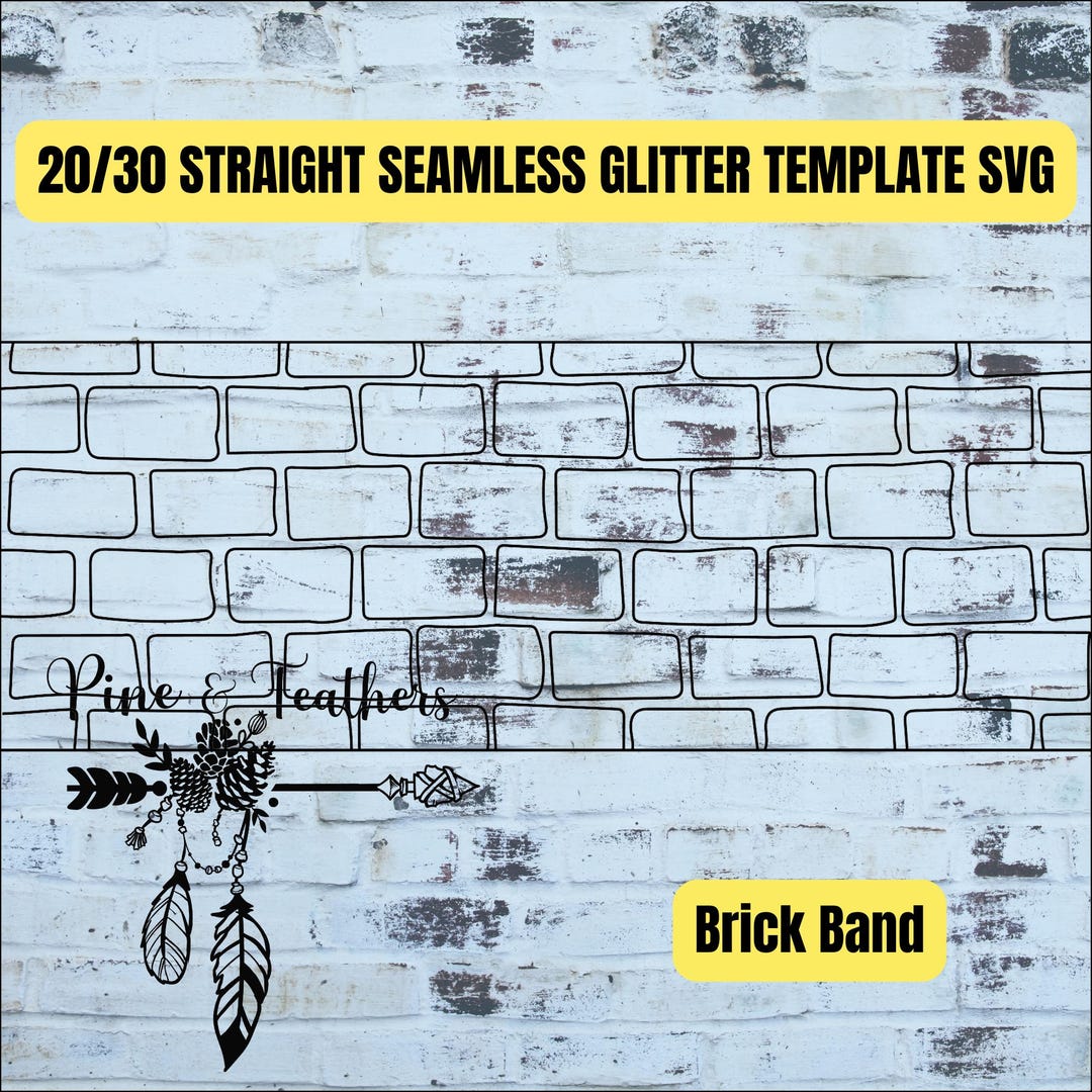 Brick Band Tumbler Template for 20 or 30oz Skinny Straight SVG, Glitter ...