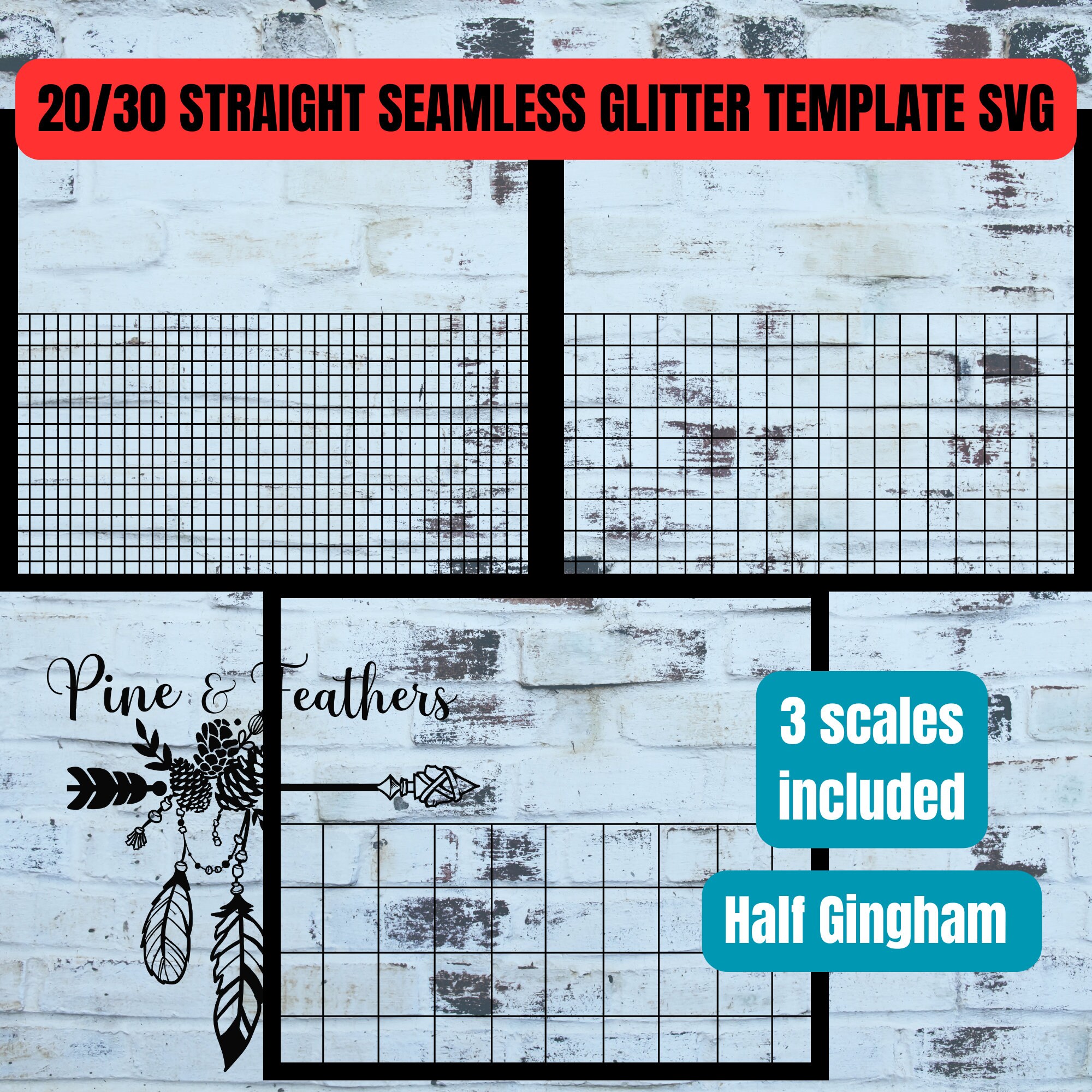 Half Gingham Tumbler Template for 20 or 30oz Skinny Straight SVG ...