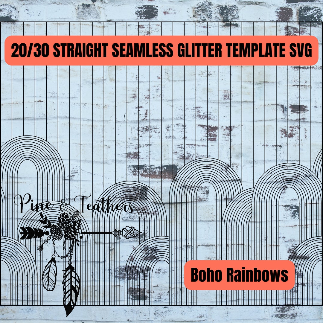 Plantilla de vaso Boho Rainbows para SVG recto delgado de 20 o 30 oz ...