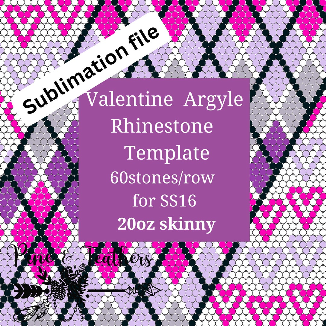 Valentine Argyle Sublimation Rhinestone Template 60 Stones 20oz SS16 - Etsy