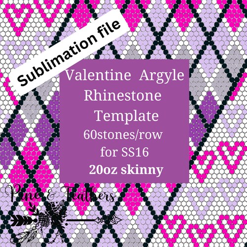 Valentine Argyle Sublimation Rhinestone Template 60 Stones - Etsy