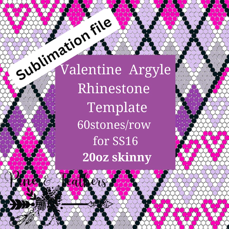 Valentine Argyle Sublimation Rhinestone Template 60 Stones - Etsy