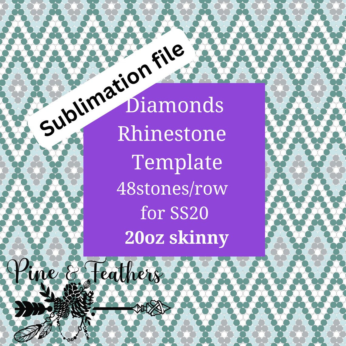 Diamonds Rhinestone Sublimation Template 48 Stones per Row - Etsy