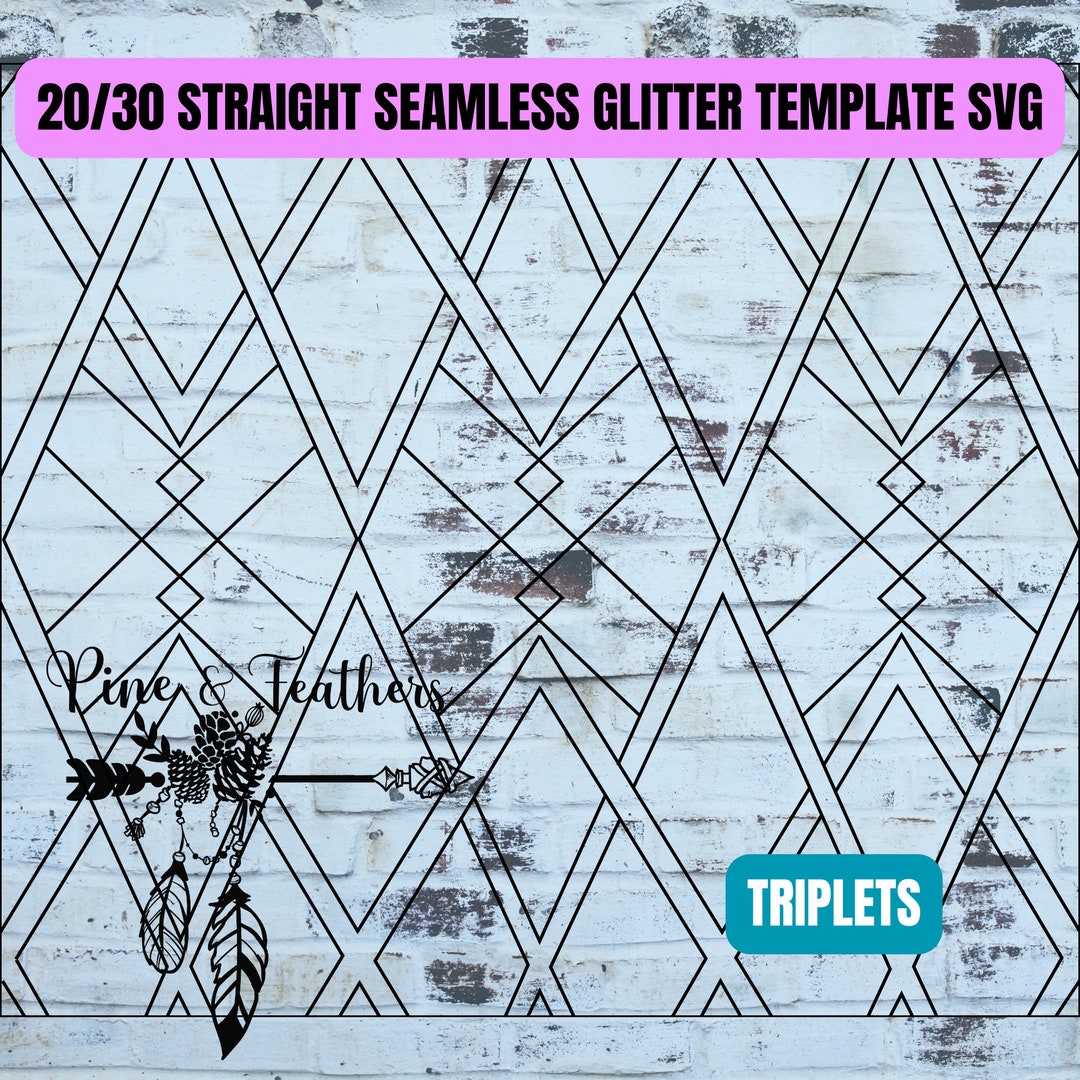 Triplets Tumbler Template for 20 or 30oz Skinny Straight SVG, Glitter ...