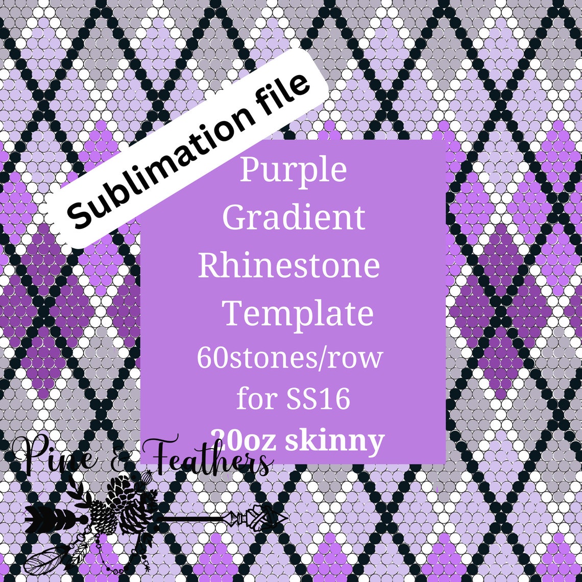 Purple Gradient Rhinestone Sublimation Template 60 Stones 20oz SS16 - Etsy