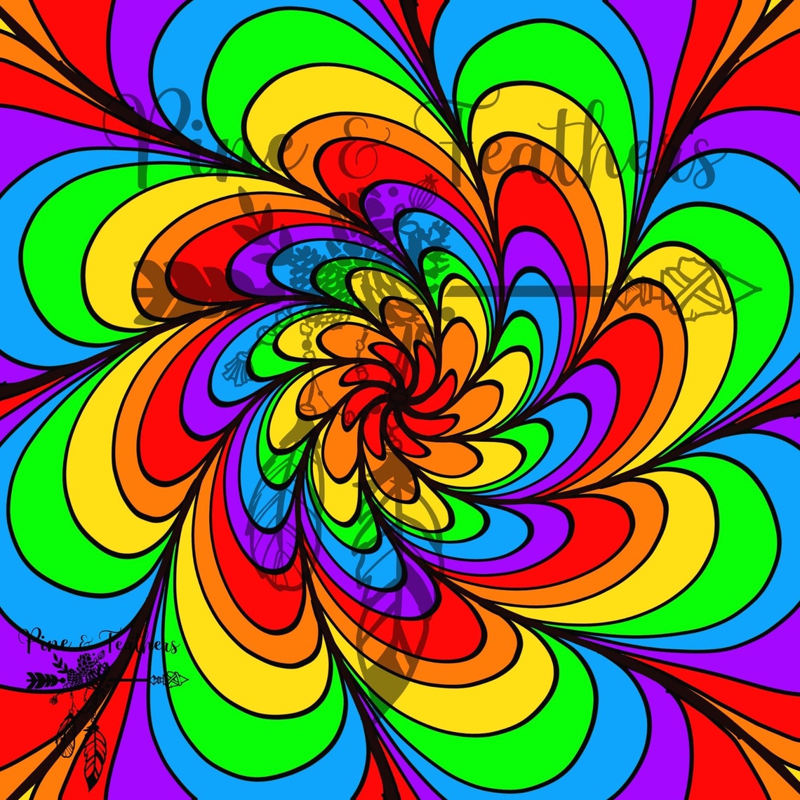 Rainbow Flower Vortex Image - Etsy