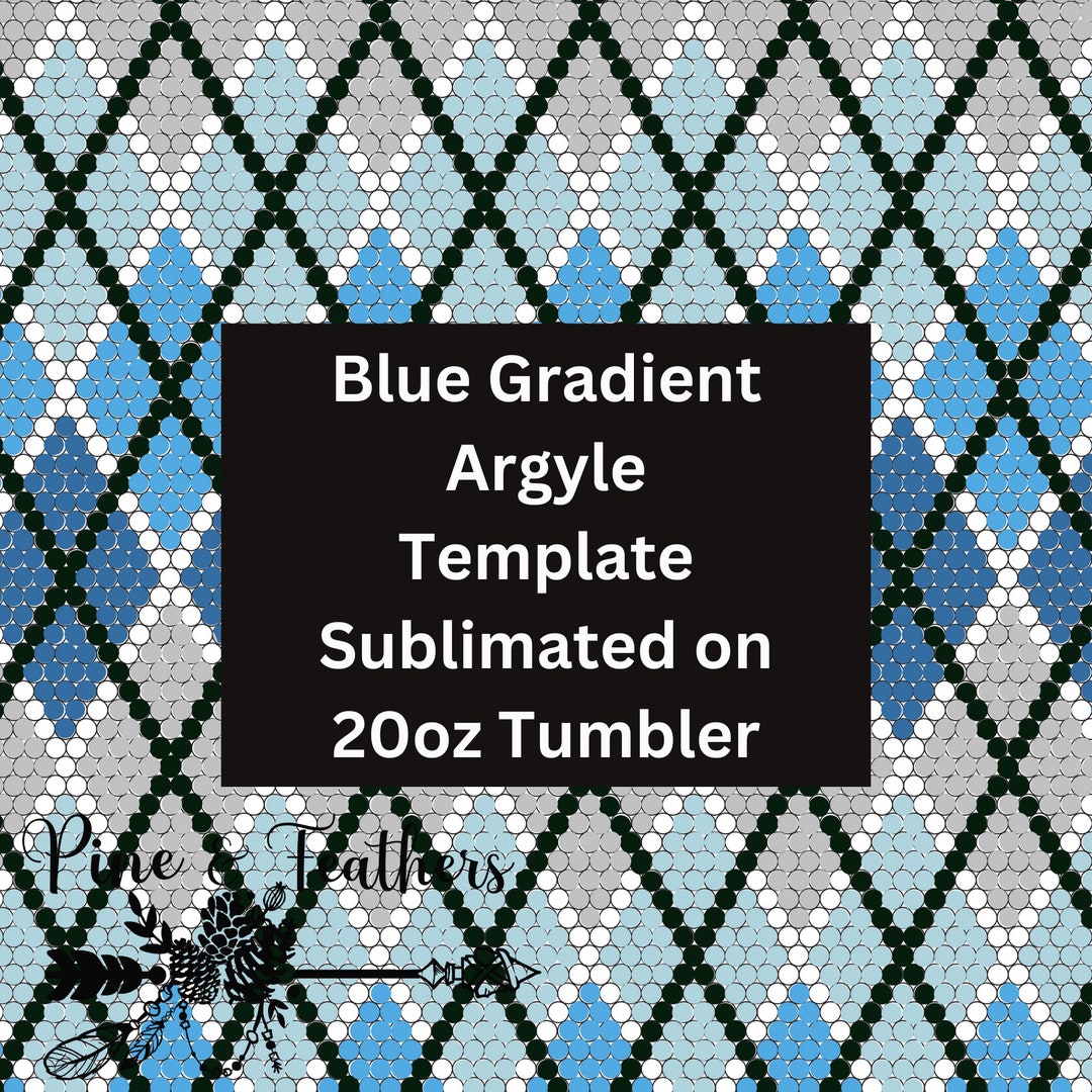Blue Gradient Argyle Rhinestone Pattern Sublimated Tumbler SS16, 20oz ...