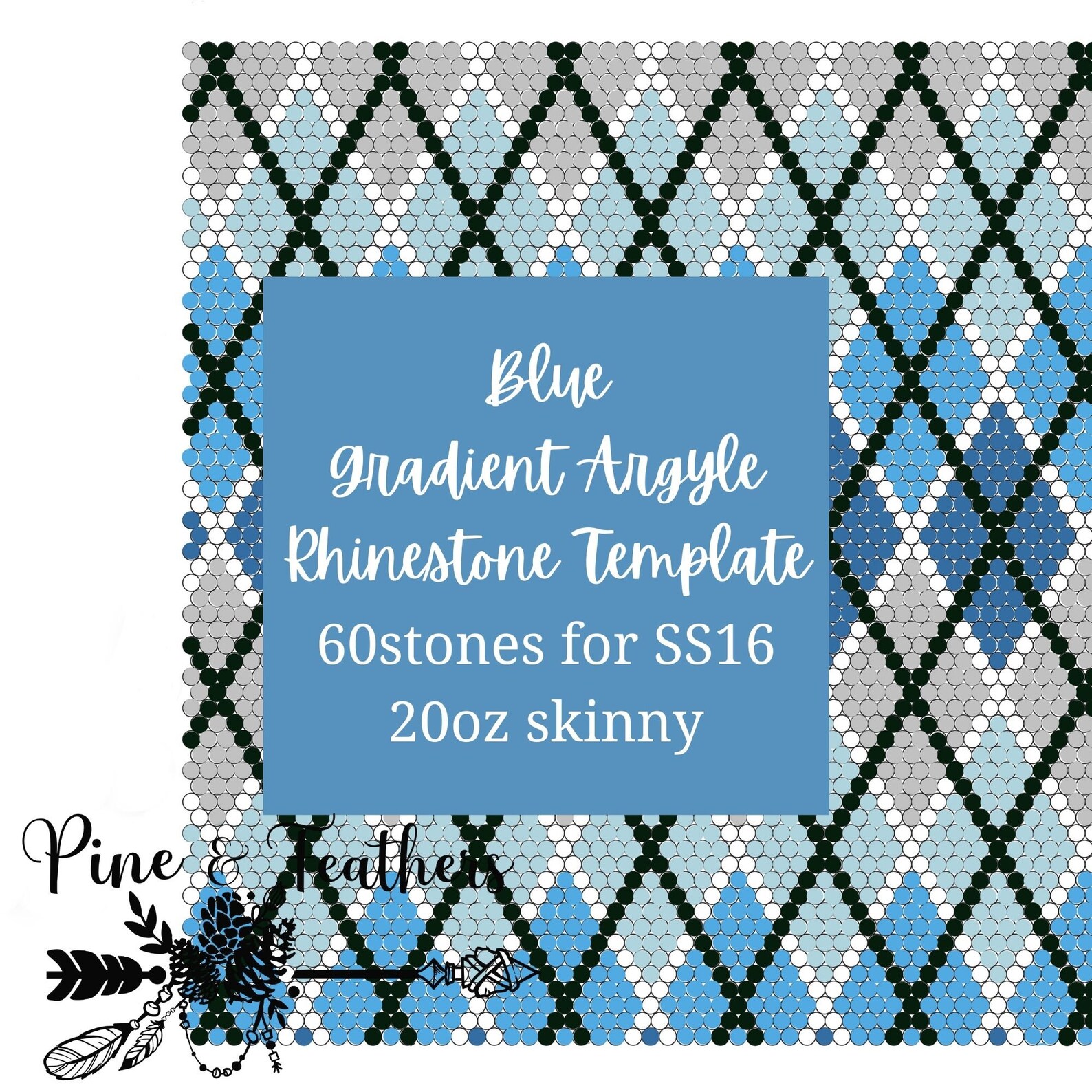 Blue Gradient Argyle Rhinestone Template 60 Stones 20oz SS16 - Etsy