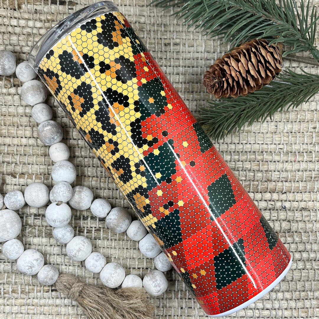 Red Plaid Cheetah Rhinestone Pattern Sublimated Tumbler SS16, 20oz ...