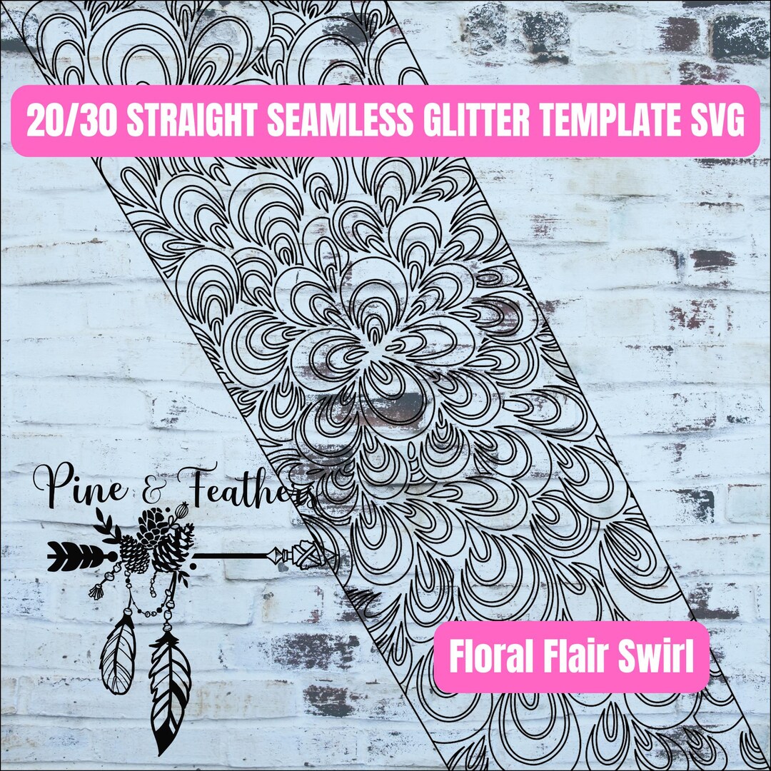 Floral Flair Swirl Tumbler Template for 20 or 30oz Skinny Straight SVG ...