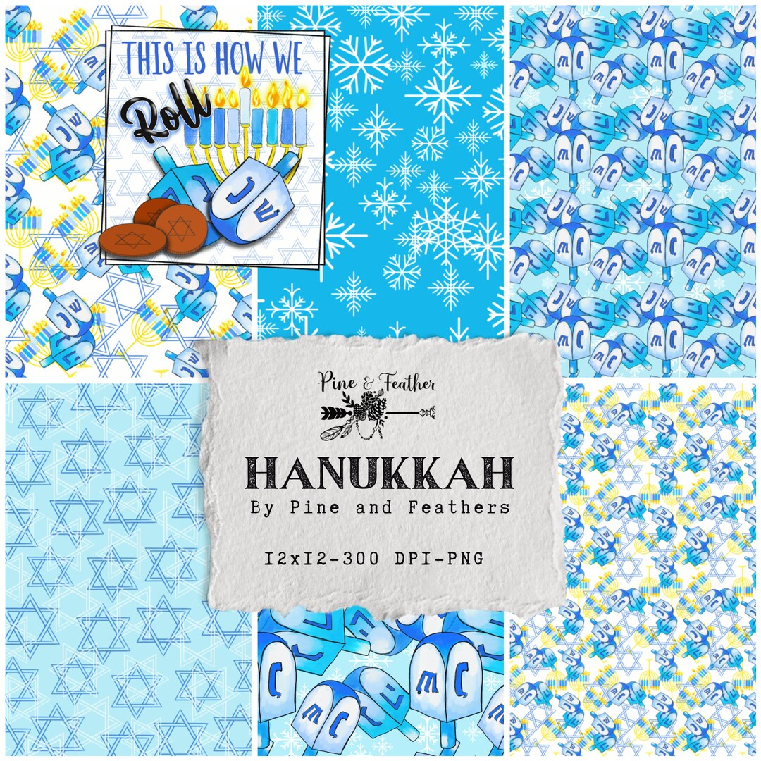Hanukkah Digital Paper, 12x12 PNG Digital Files - Etsy